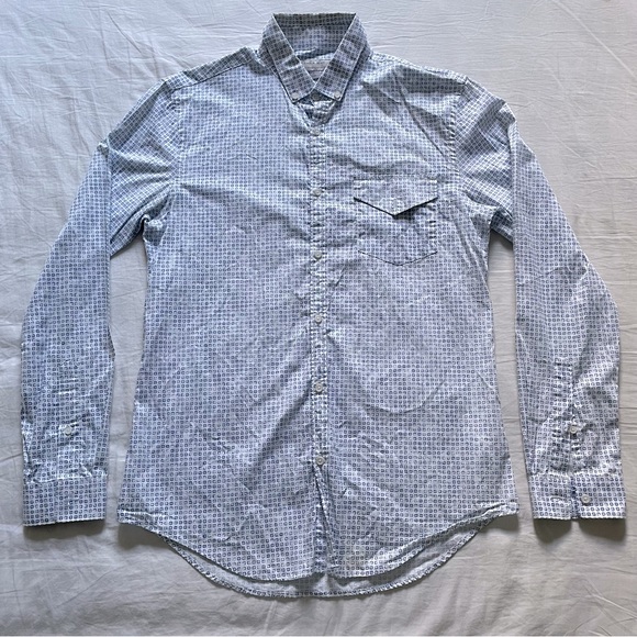 Zara | Shirts | Zara Slim Fit Blue Tile Button Down Shirt | Poshmark